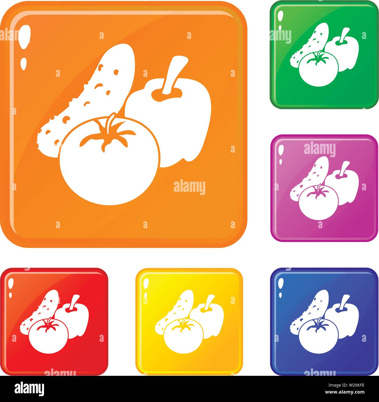 Vegetables food icons set vector color Stock Vector Image & Art - Alamy