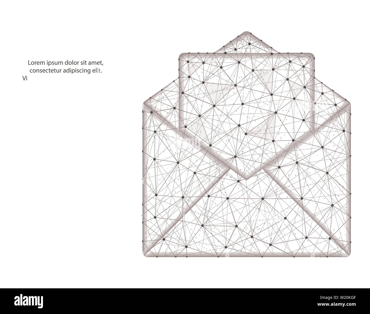 Mail low poly design, letter in polygonal style, postal envelope wire ...