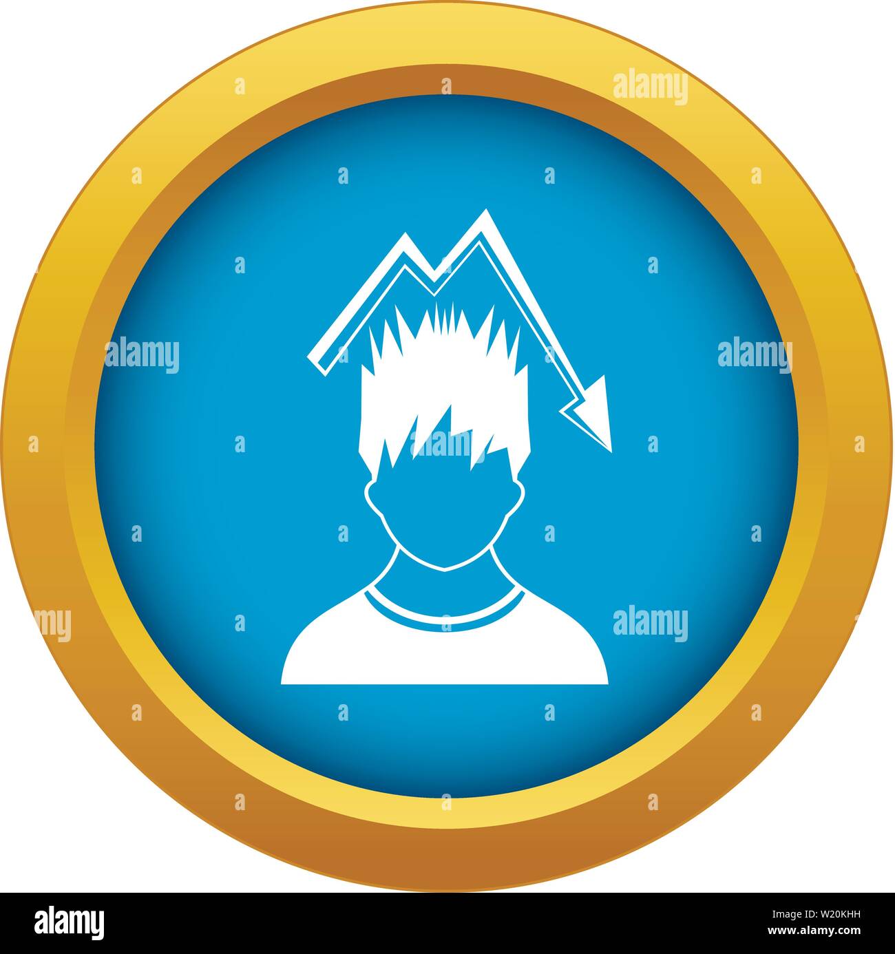 Man with falling red graph over head icon blue vector isolated Stock ...
