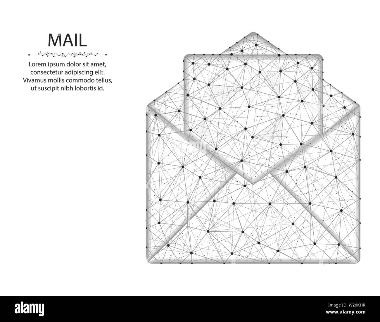 Mail low poly design, letter in polygonal style, postal envelope wire ...