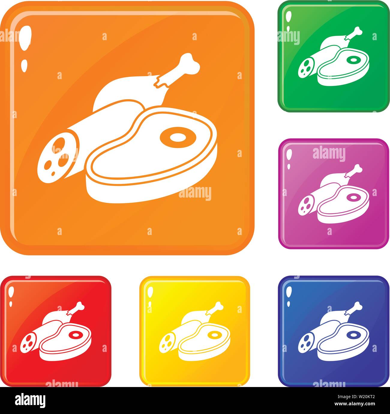 Meat food icons set vector color Stock Vector Image & Art - Alamy