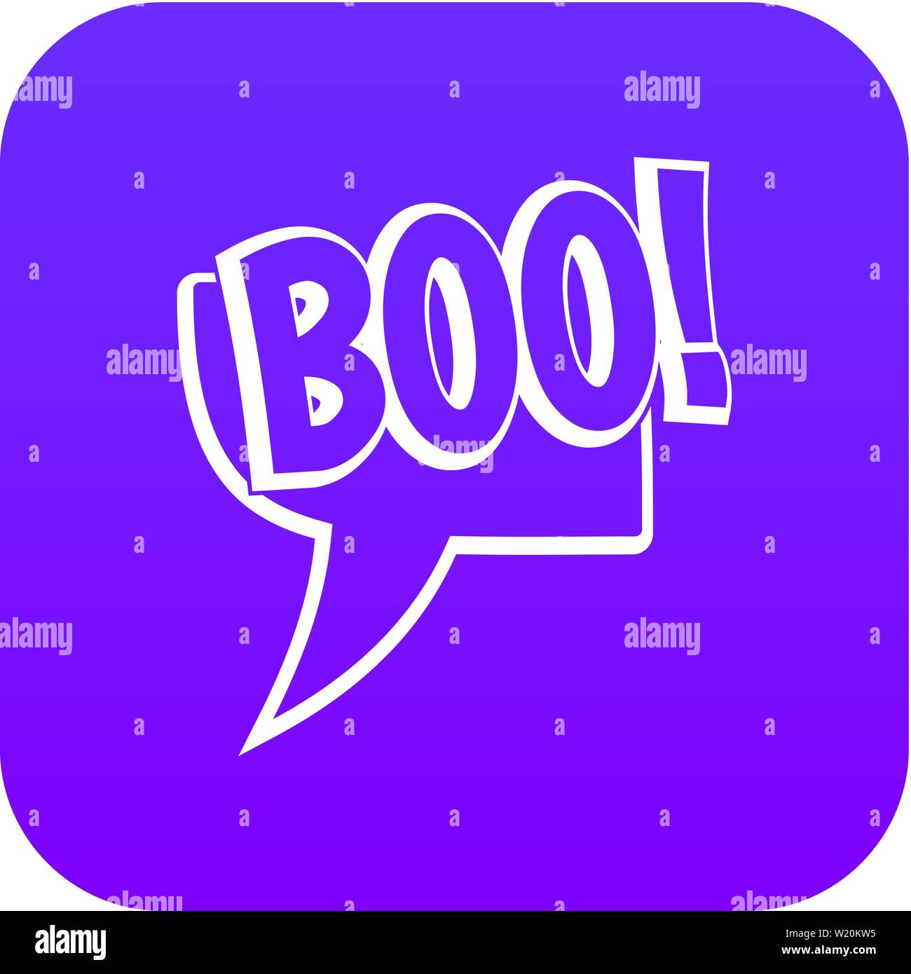 BOO, comic text speech bubble icon digital purple Stock Vector Image ...