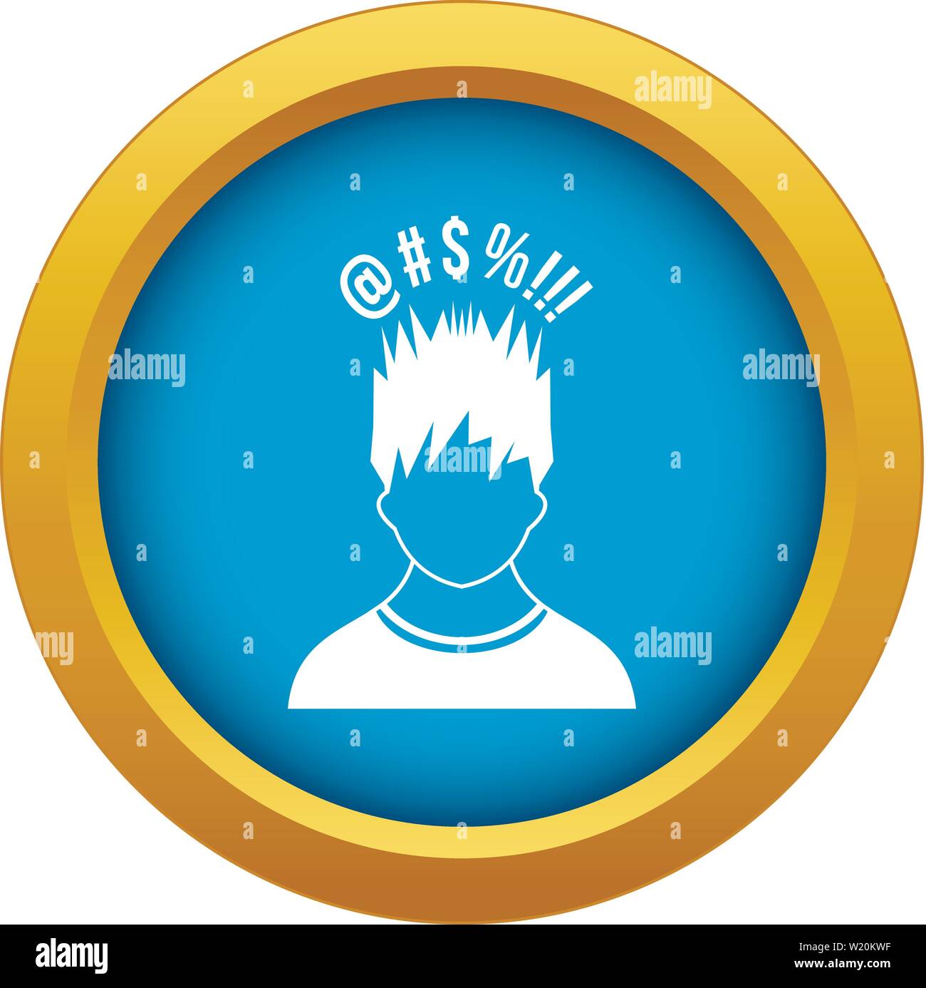 Man with different signs over his head icon blue vector isolated Stock ...