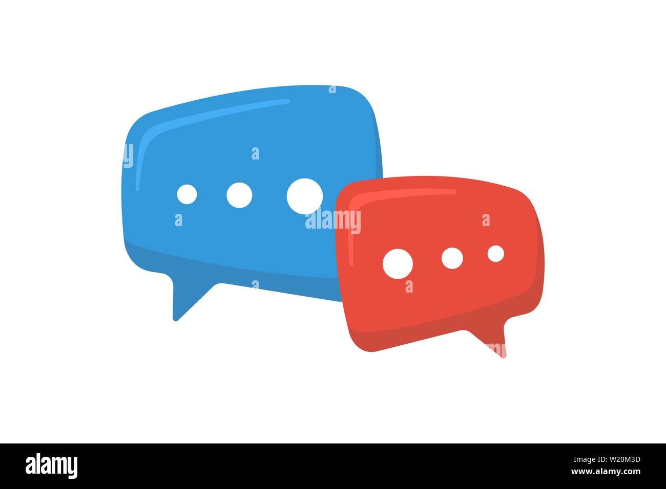 Chat sign icon. Online assistant communication two blue and red ...