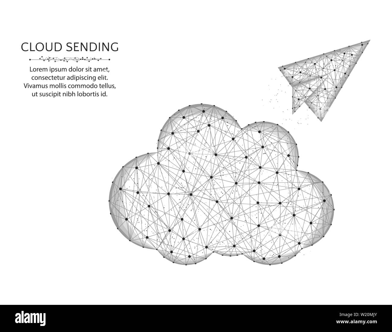 Polygon cloud icon on Black and White Stock Photos & Images - Alamy