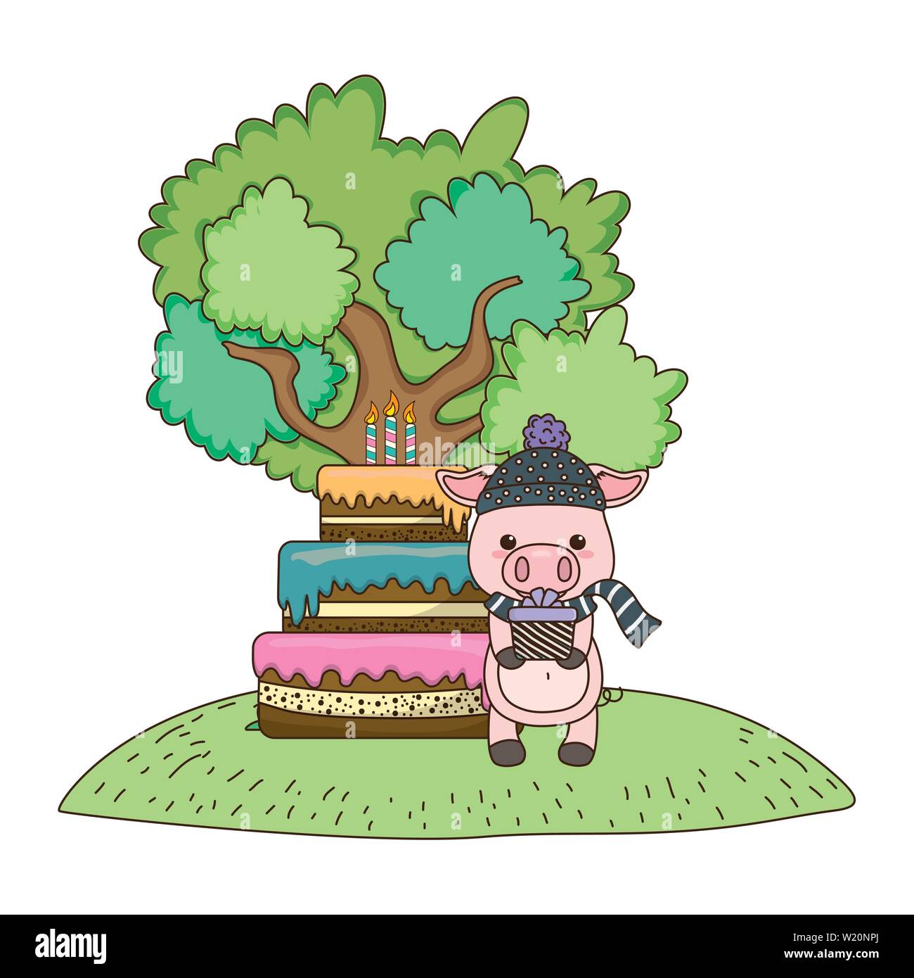 Pig cartoon design, Animal happy birthday celebration decoration and ...