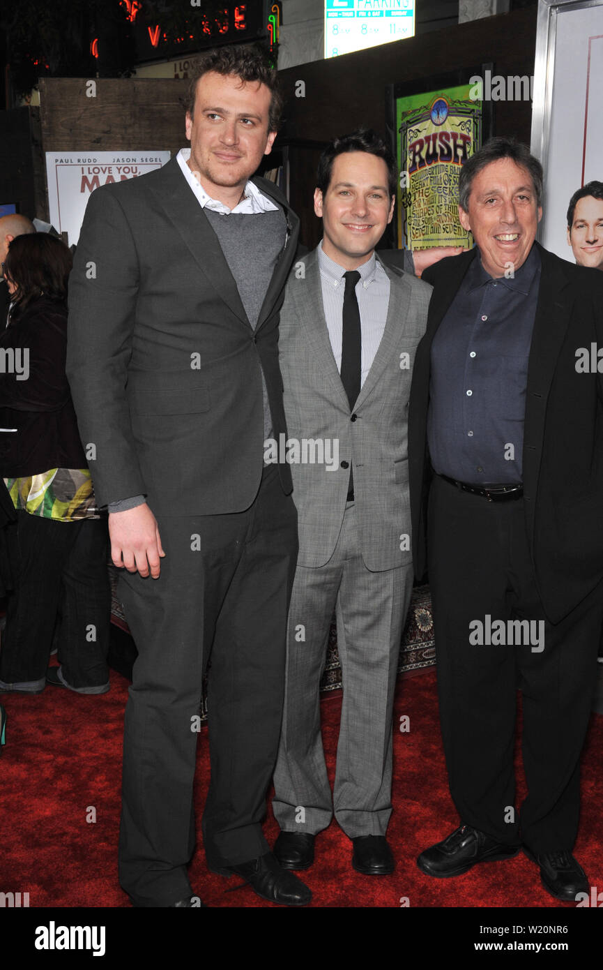 LOS ANGELES, CA. March 17, 2009: Jason Segel (left), Paul Rudd & Ivan ...