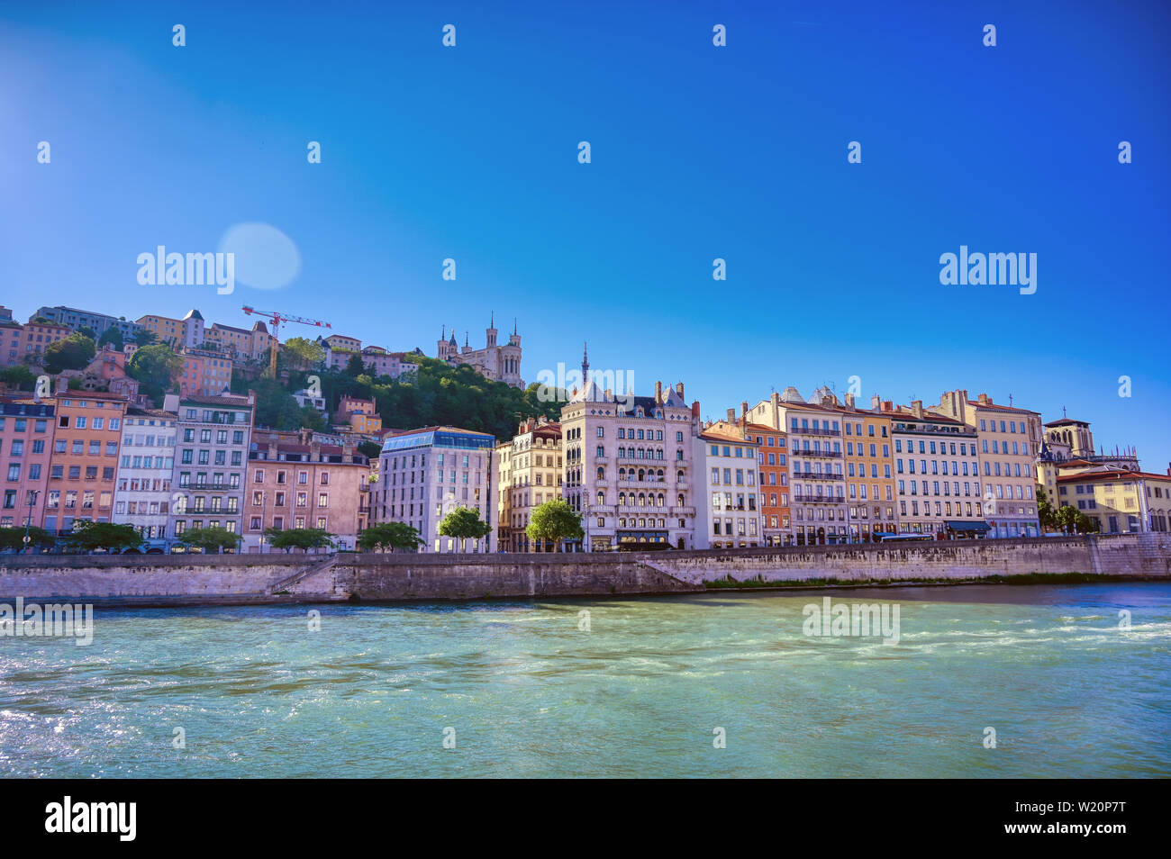 A view of Lyon, France along the Saone river in the afternoon Stock ...