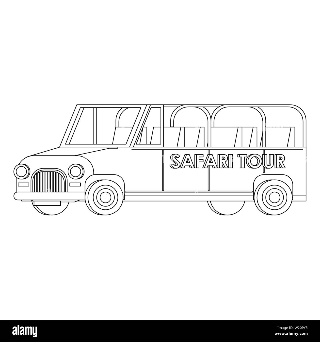 Safari van vehicle isolated symbol in black and white Stock Vector ...