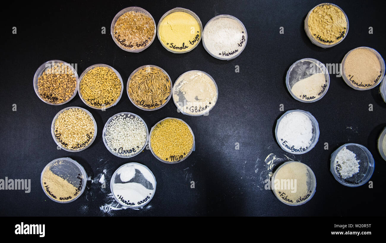 Valencia, Spain - May 25, 2019: Seed samples of different types of ...