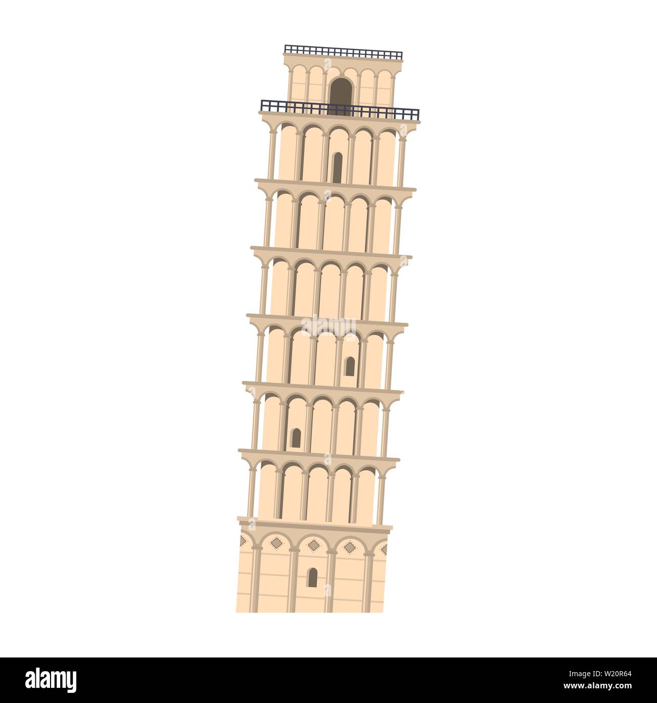 Pisa tower italy monument isolated symbol vector illustration Stock ...