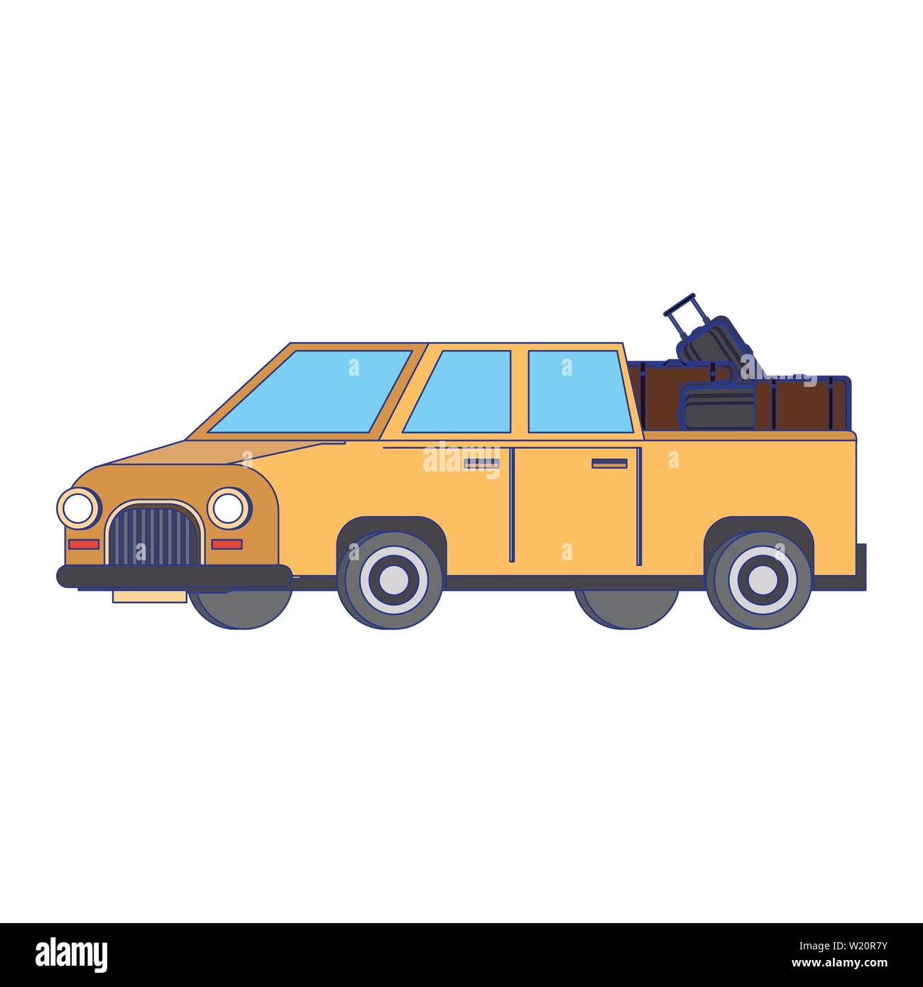 Pick up vehicle with luggage isolated Stock Vector Image & Art - Alamy