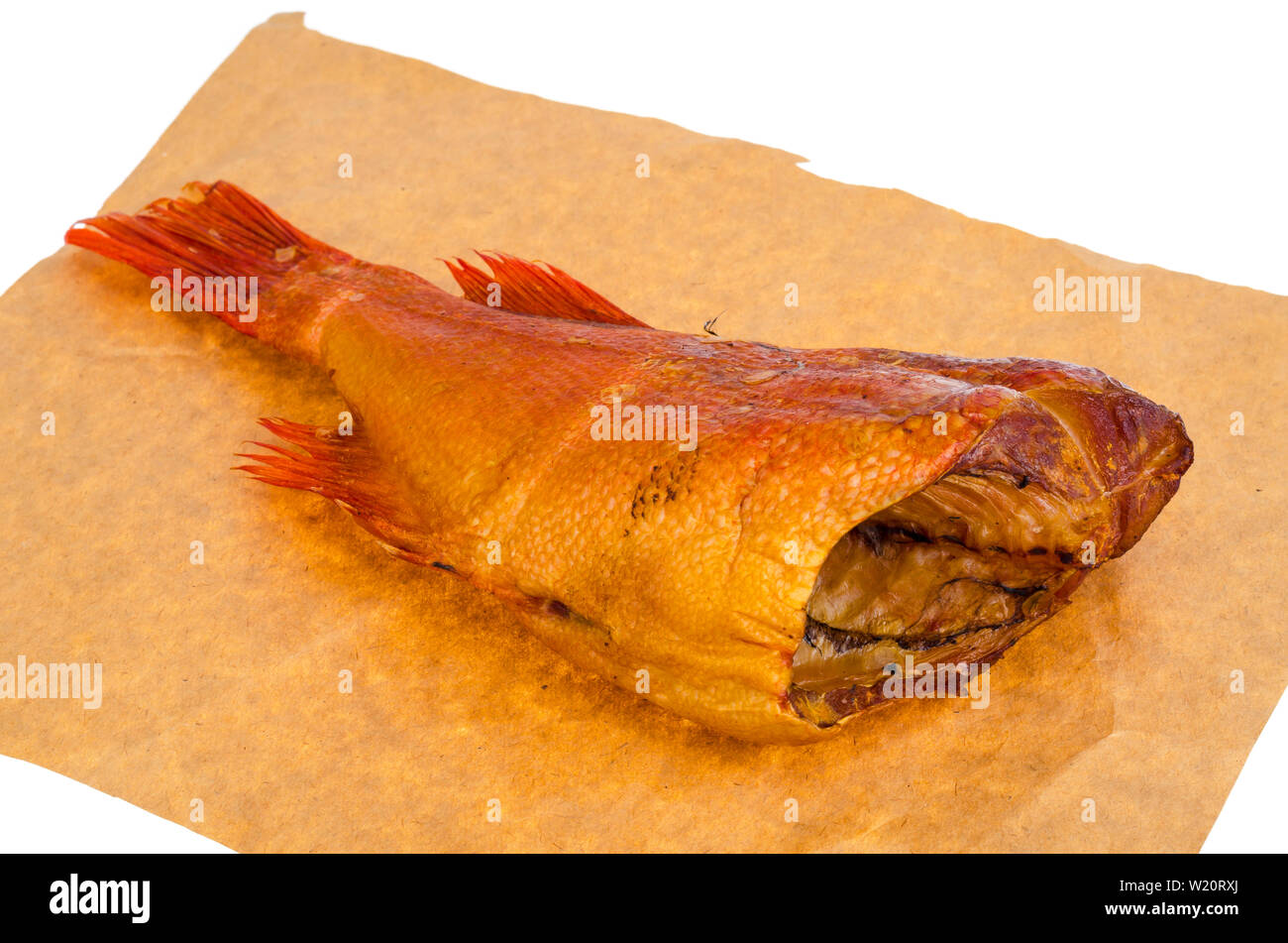 Smoked Red Sea Bass isolated on white Stock Photo - Alamy