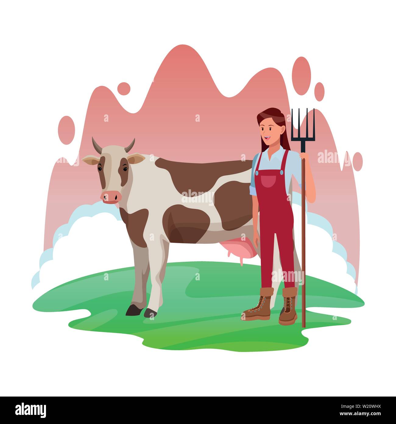 Watercolor farmland Stock Vector Images - Alamy