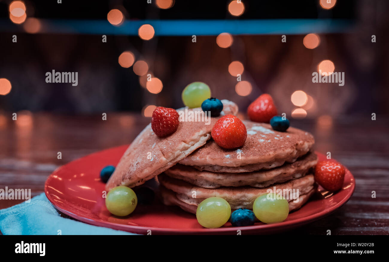 A pancake is a flat cake, often thin and round, prepared from a starch ...