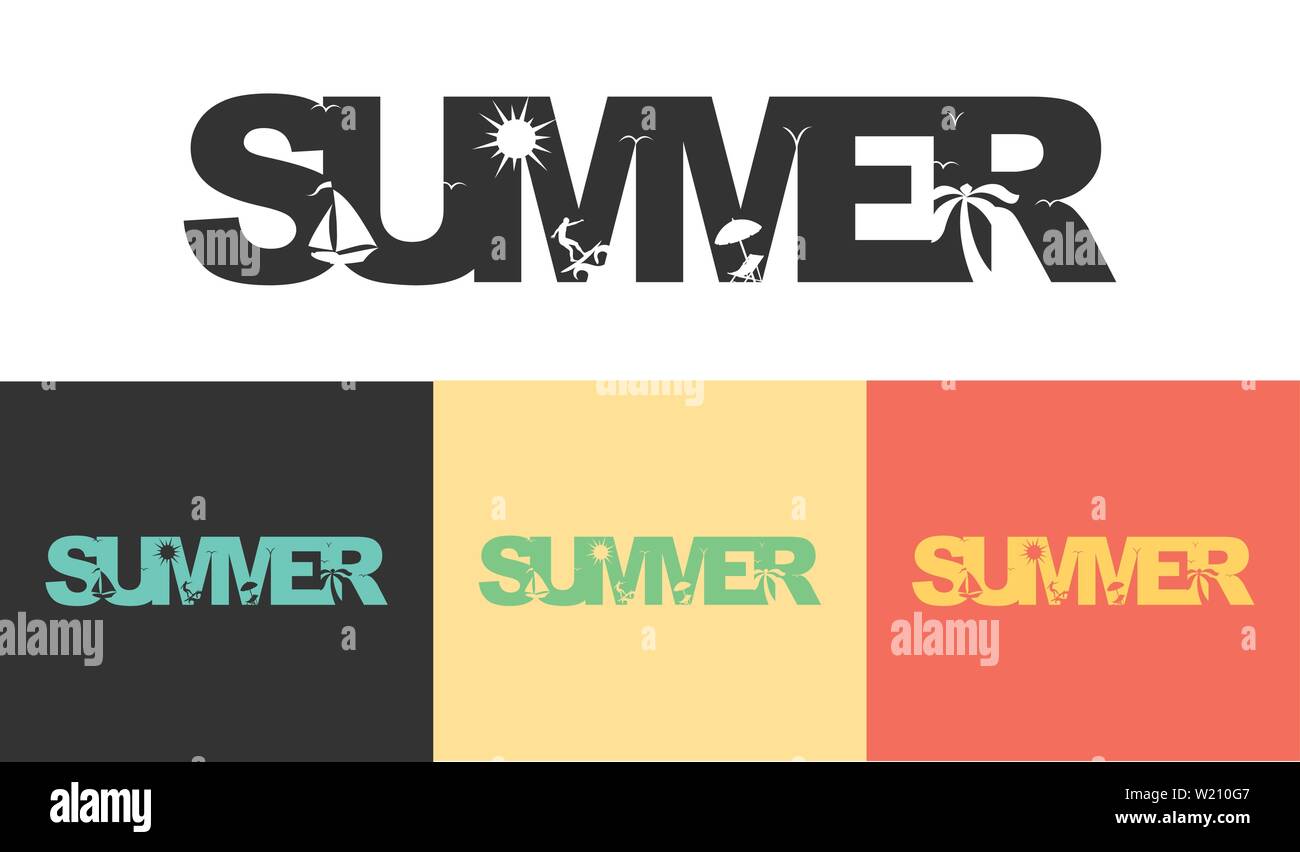 Summer type font design with negative space style vector illustration ...
