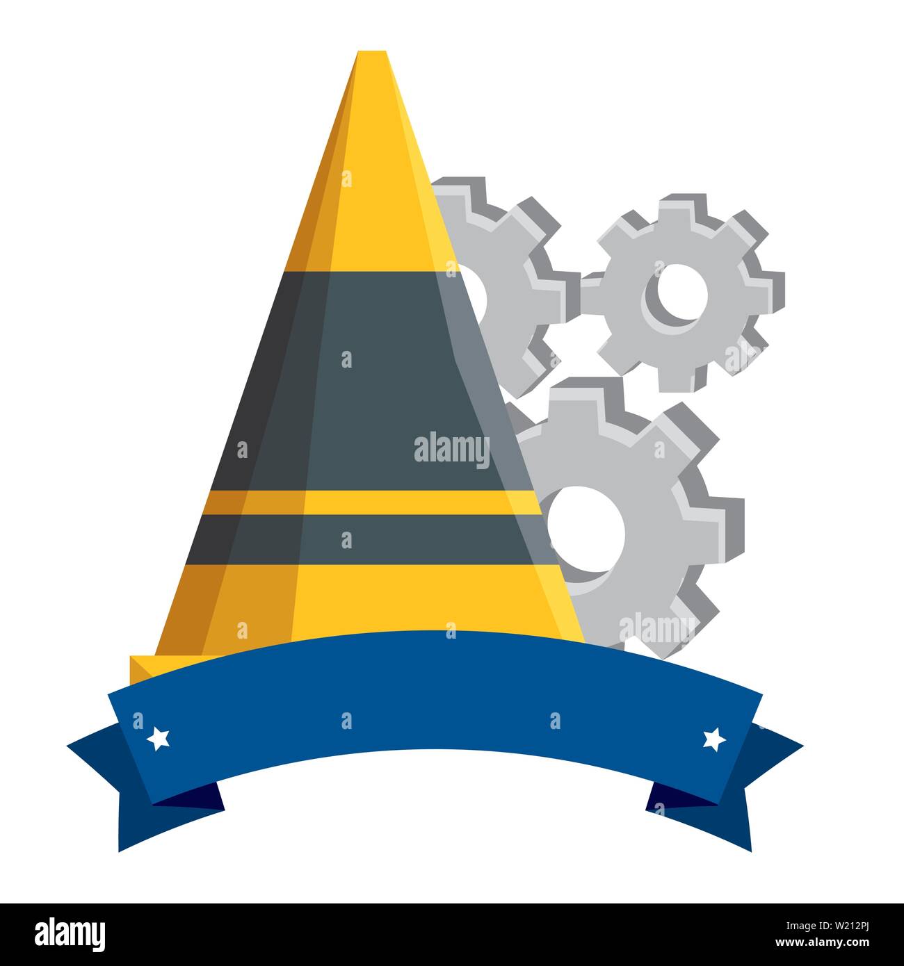 construction cone tool with gears machine Stock Vector Image & Art - Alamy