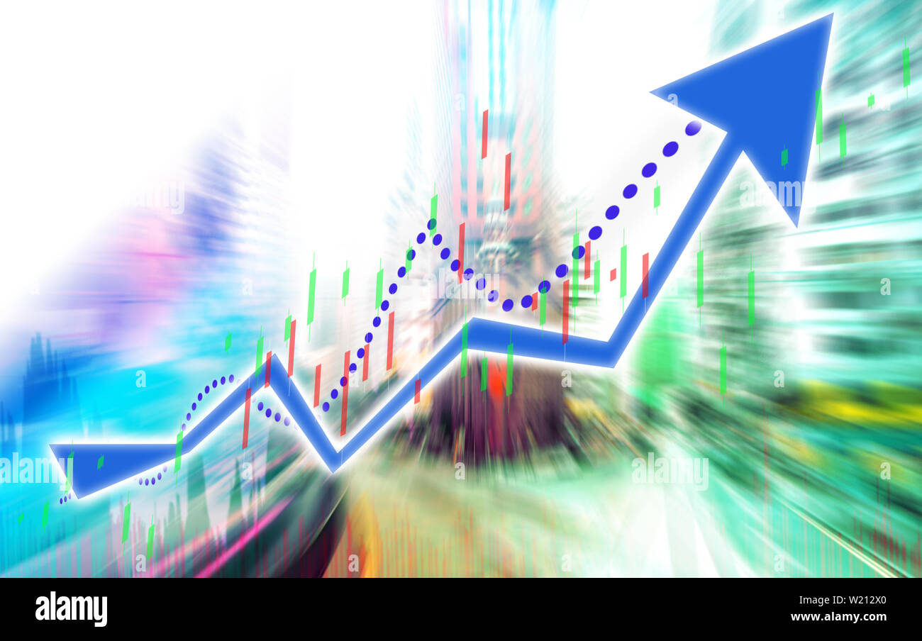 Finance Stock market with abstract light trials background. Index graph ...