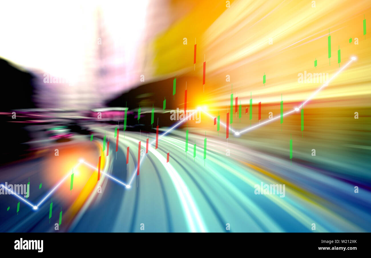 Finance Stock market with abstract light trials background. Index graph ...