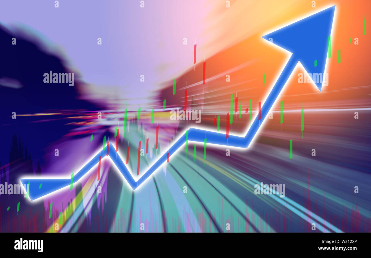 Finance Stock market with abstract light trials background. Index graph ...
