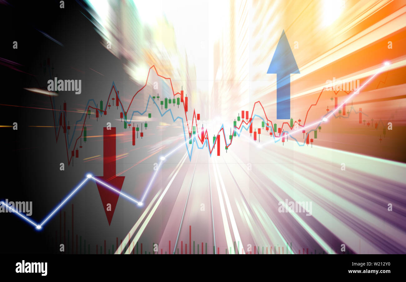 Finance Stock market with abstract light trials background. Index graph ...