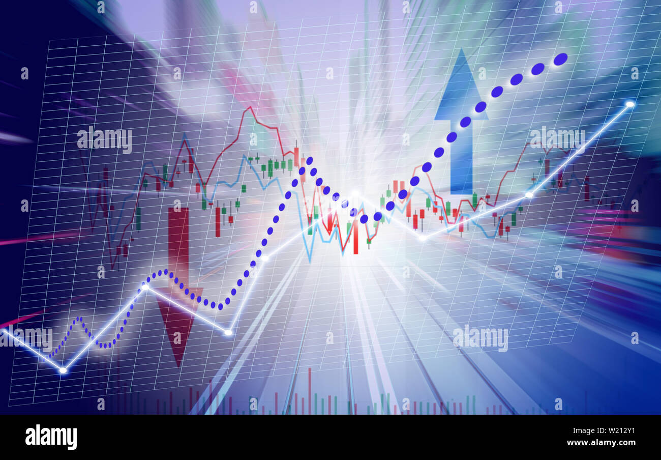 Finance Stock market with abstract light trials background. Index graph ...