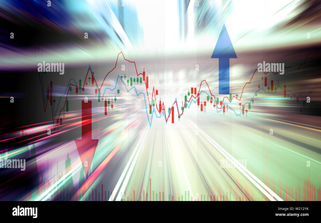 Finance Stock market with abstract light trials background. Index graph ...