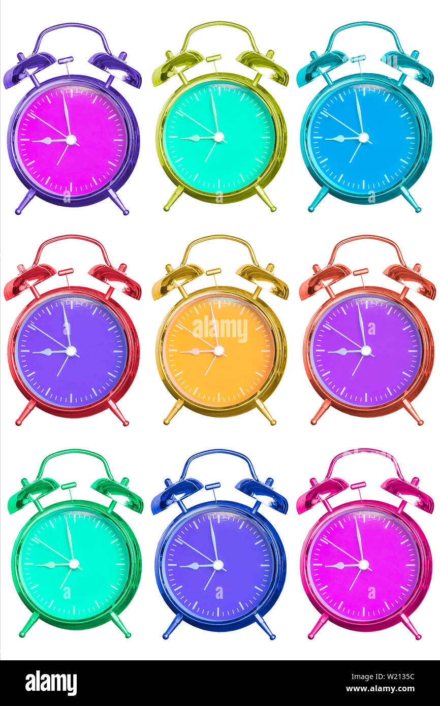 Isolated Alarm clock with Beautiful colors on a white background with ...