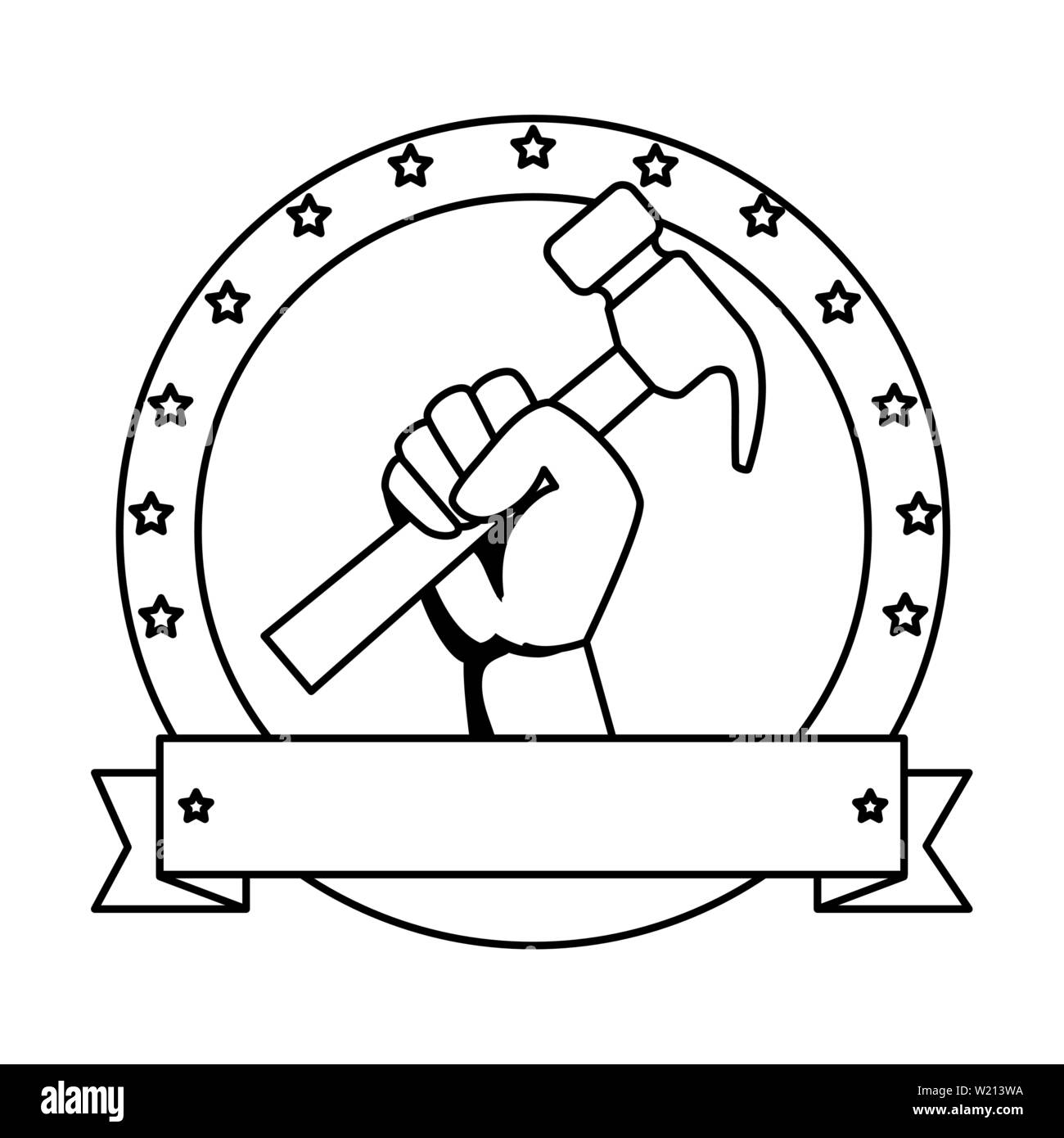 hand with hammer metal tool Stock Vector Image & Art - Alamy