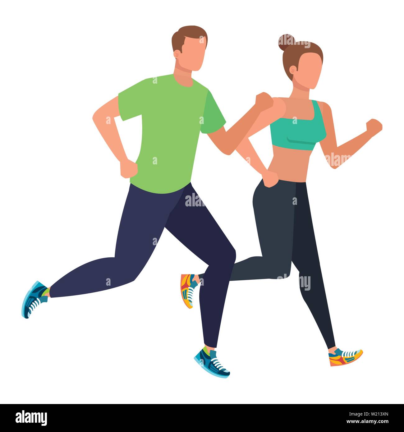 young athletic couple running characters Stock Vector Image & Art - Alamy