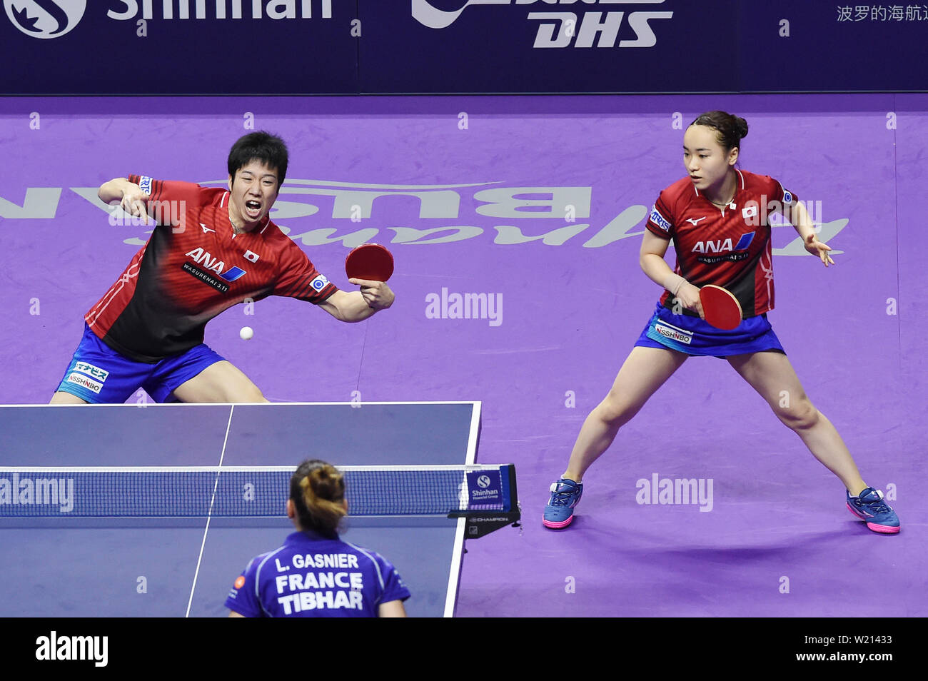 Busan, South Korea. 5th July, 2019. Jun Mizutani (JPN), Mima Ito (JPN ...