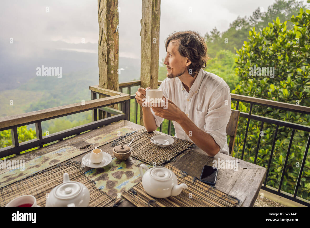 Male hiker drinking hot hi-res stock photography and images - Alamy