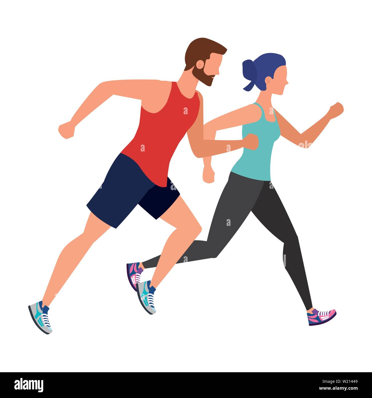 young athletic couple running characters Stock Vector Image & Art - Alamy