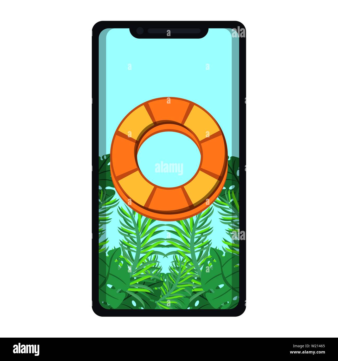 Smartphone with summer screen background vector illustration Stock ...
