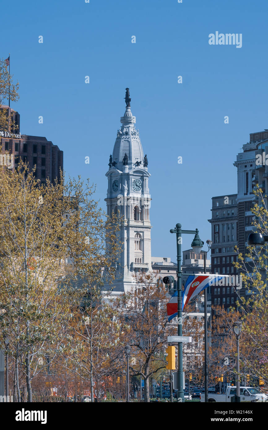 city hall in center city Philadelphia seen from Logan Circle on the ...