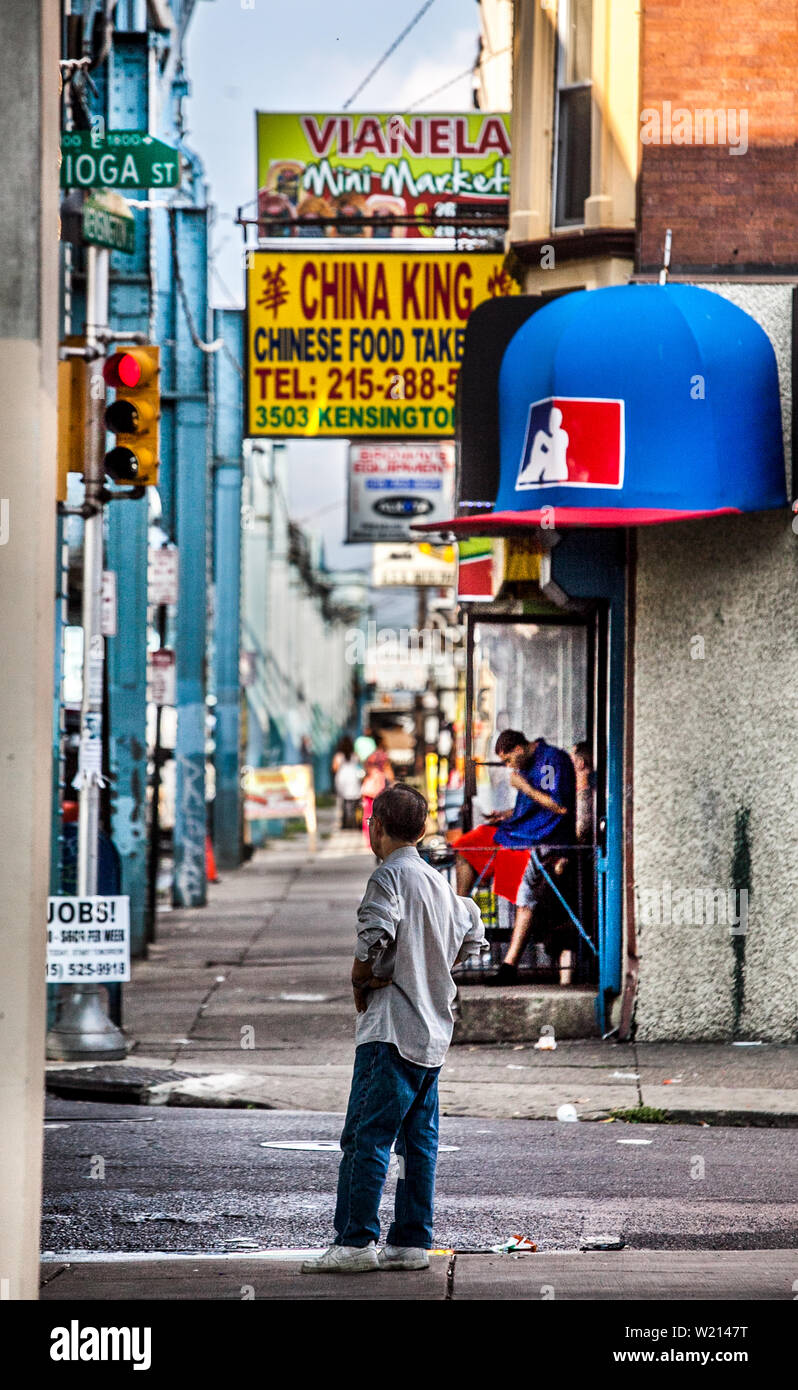 street view in business district in Kensington Philadelphia Stock Photo ...