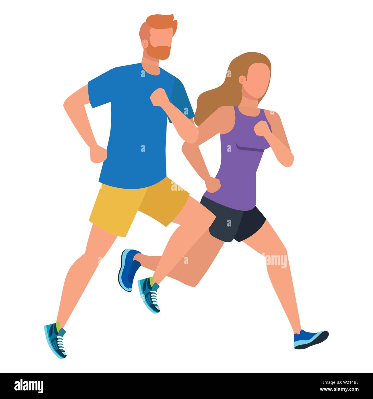 young athletic couple running characters Stock Vector Image & Art - Alamy