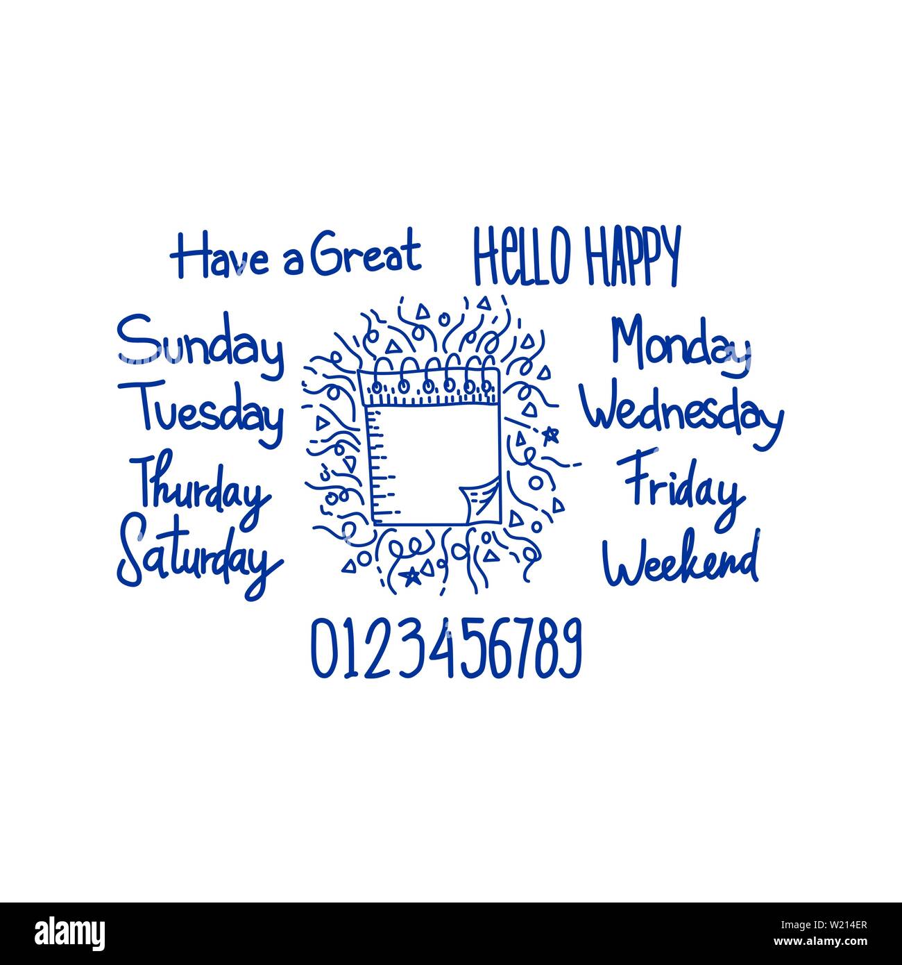 Vector hand lettering set of the days of the week Stock Vector Image ...