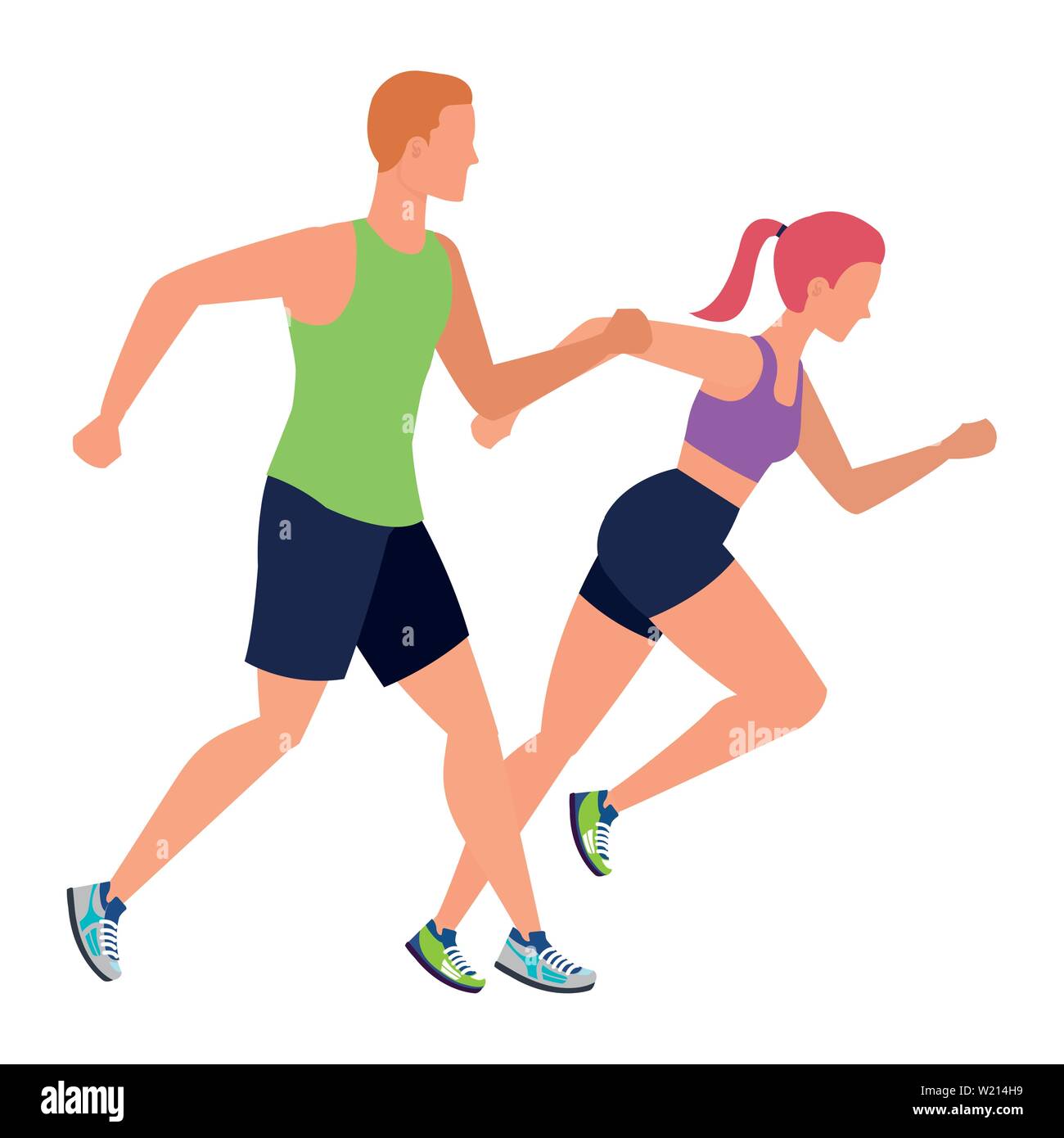 young athletic couple running characters Stock Vector Image & Art - Alamy
