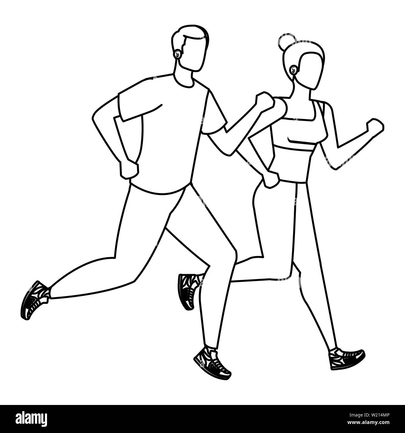 young athletic couple running characters Stock Vector Image & Art - Alamy