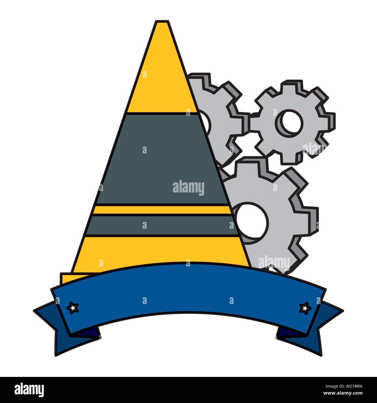 construction cone tool with gears machine Stock Vector Image & Art - Alamy