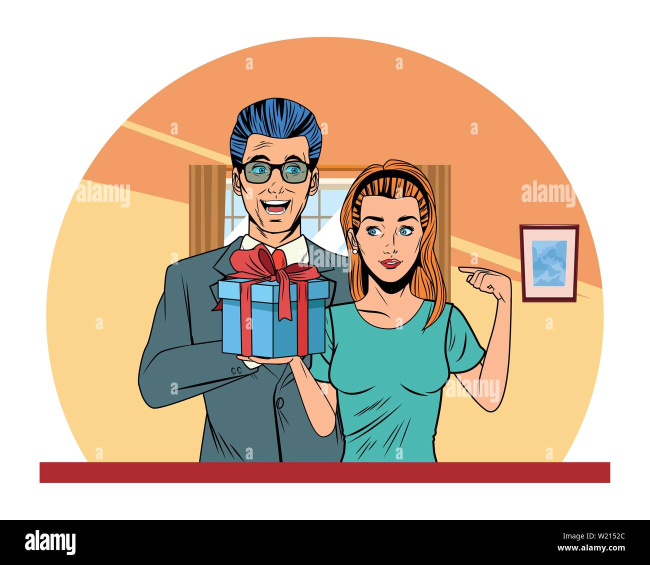 Portrait couple christmas Stock Vector Images - Alamy