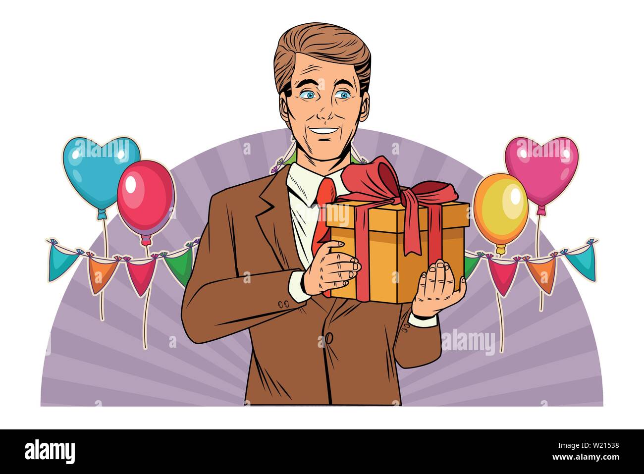 Mature man gift box Stock Vector Images - Alamy