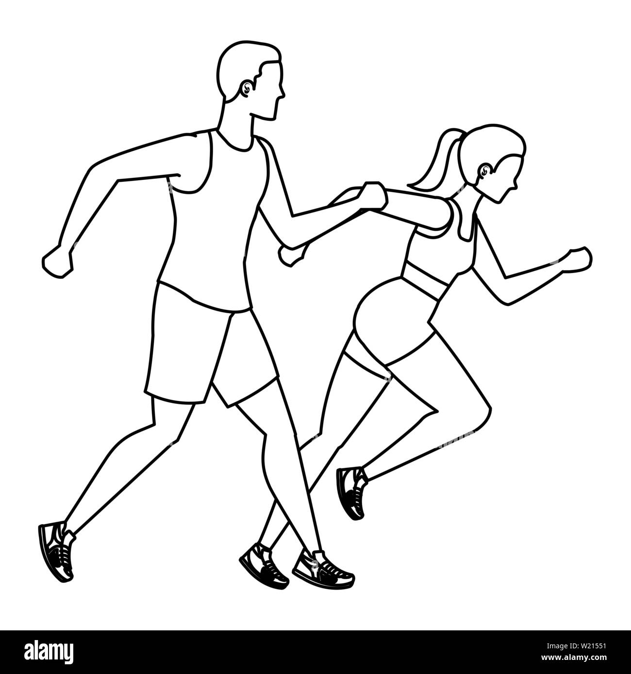 Male female athletes running marathon race Cut Out Stock Images ...