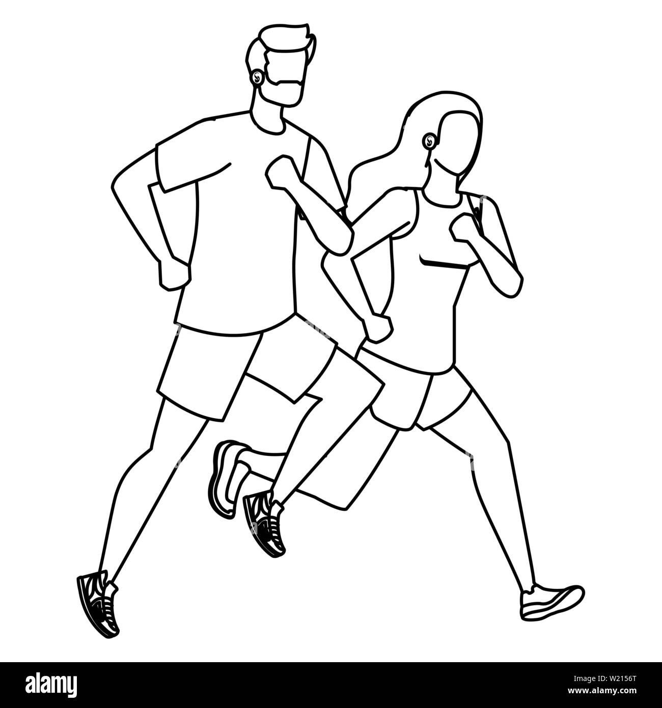 young athletic couple running characters Stock Vector Image & Art - Alamy