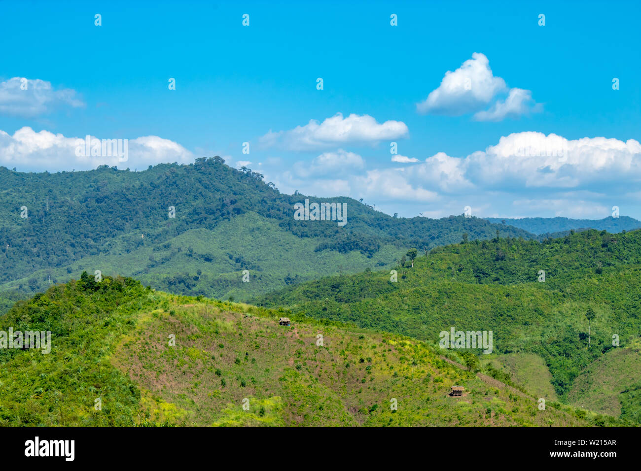 The wooden huts in the rural area on the mountain Stock Photo - Alamy
