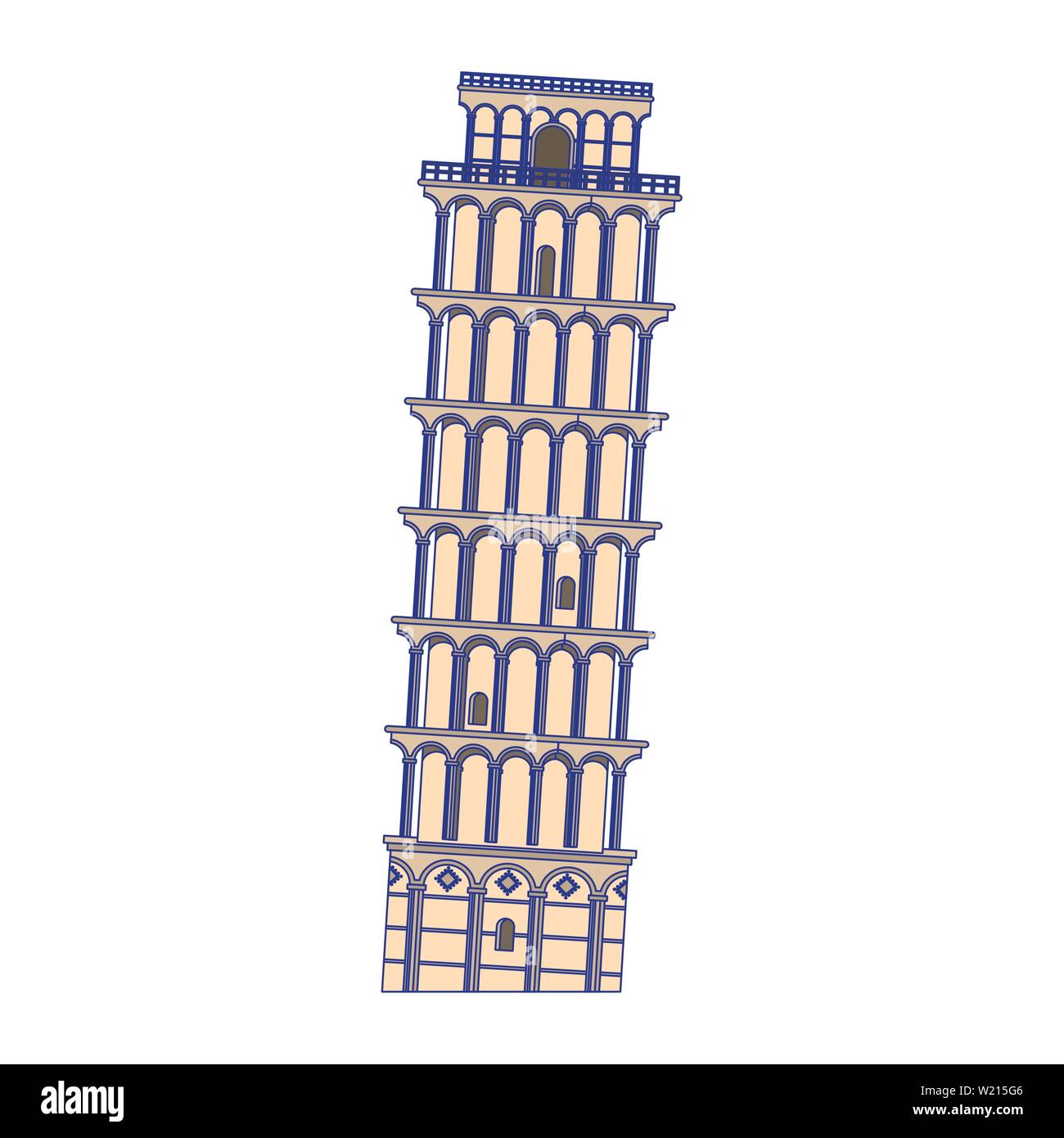 Pisa tower italy monument isolated symbol vector illustration Stock ...