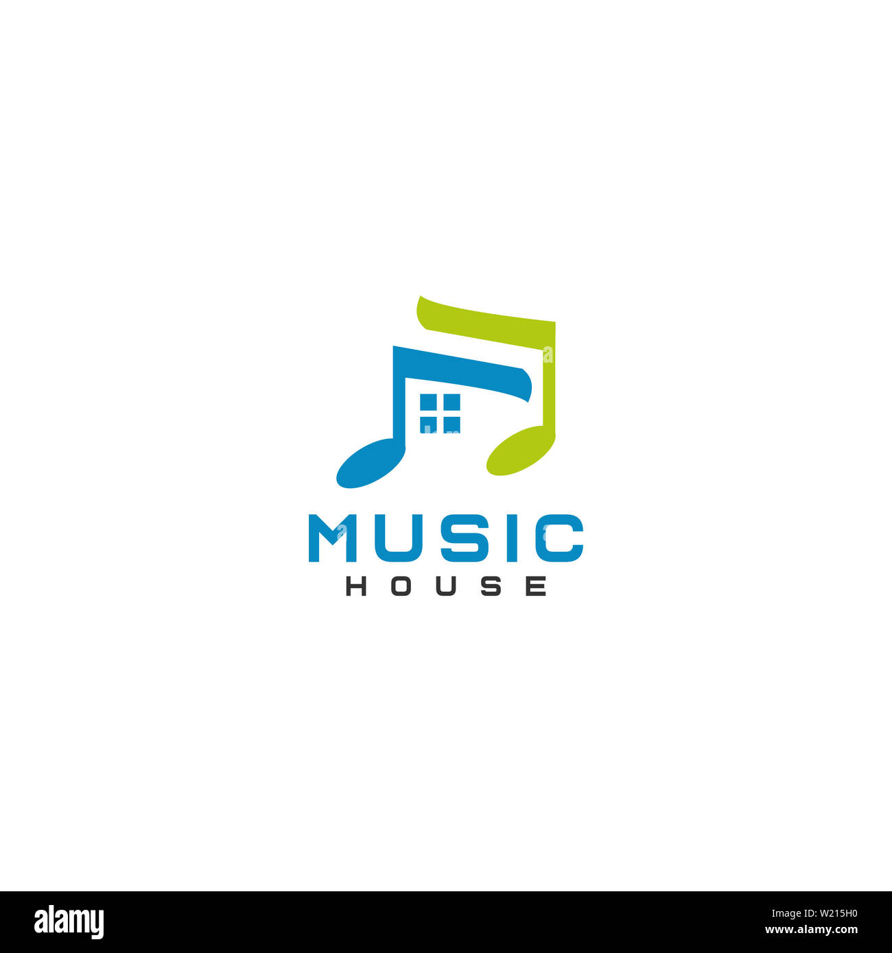 Music House Logo Design Abstract Flat Style with Window and Tone Symbol ...