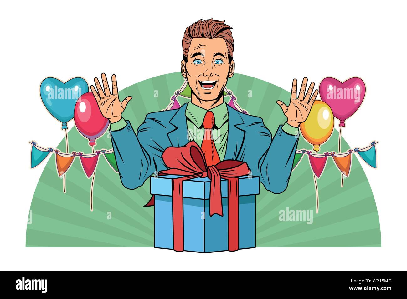 Mature man gift box Stock Vector Images - Alamy