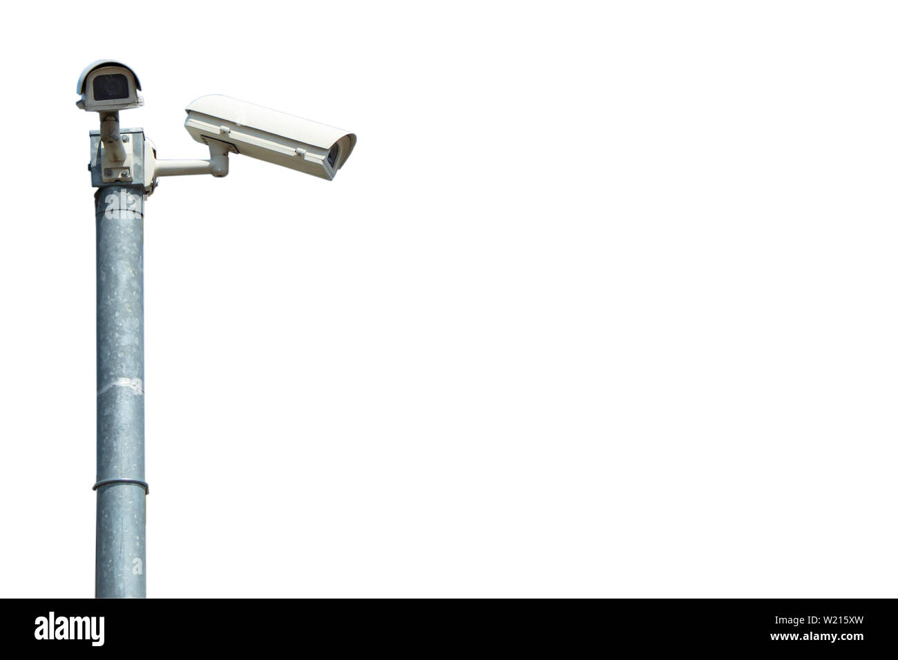 CCTV cameras installed at the corner on white background Stock Photo ...